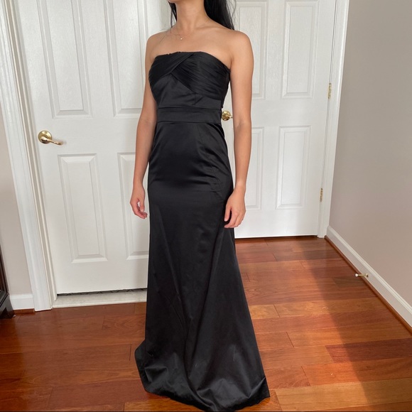BCBGeneration | Dresses | Nwt Bcbg Long Black Satin Dress Strapless ...